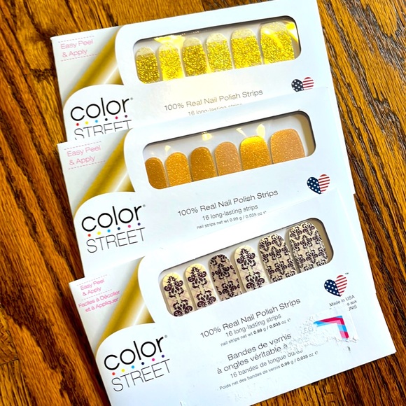 Color Street | Makeup | Colorstreet Nail Strips 3pack Gold | Poshmark